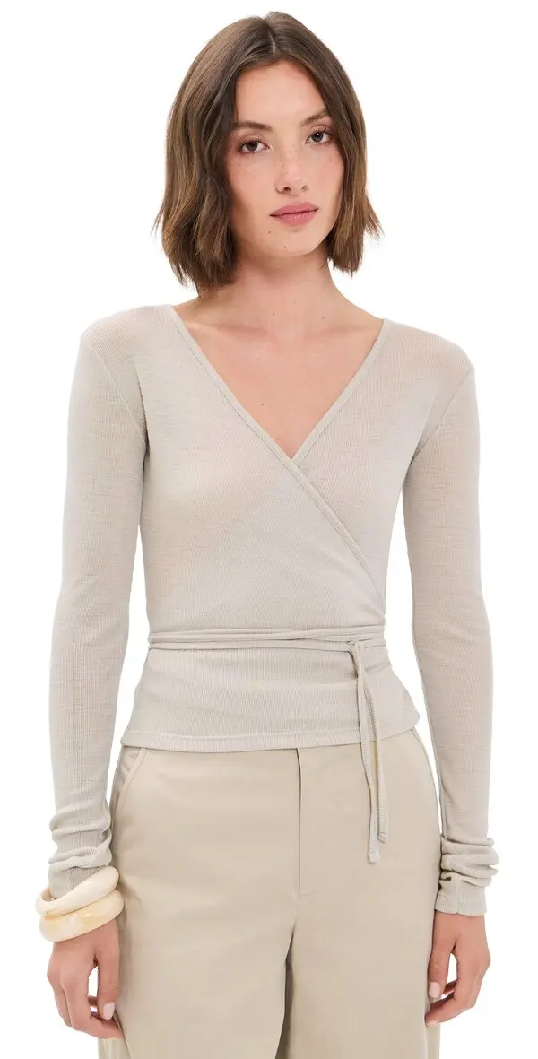 ST. AGNI Baby Wool Wrap Top - Soft Ash