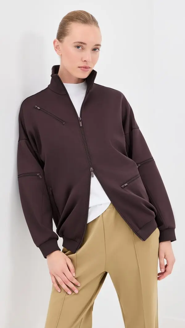Tibi Active Knit Zipper Detailed Track Jacket