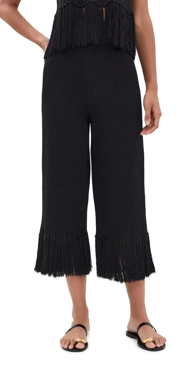 English Factory Fringe Detailed Knit Pants - Black