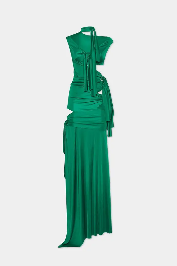 Dsquared2 Shiny Viscose Jersey Long Dress