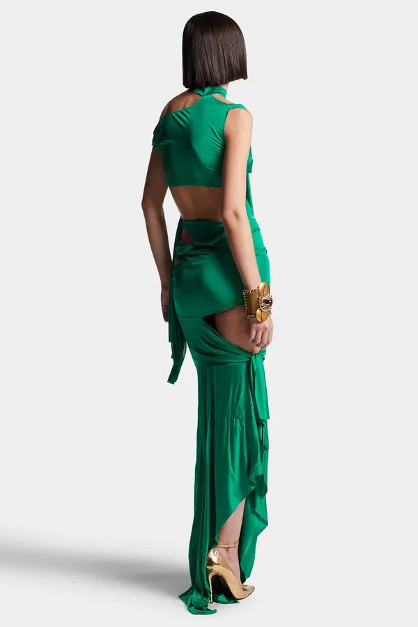 Dsquared2 Shiny Viscose Jersey Long Dress