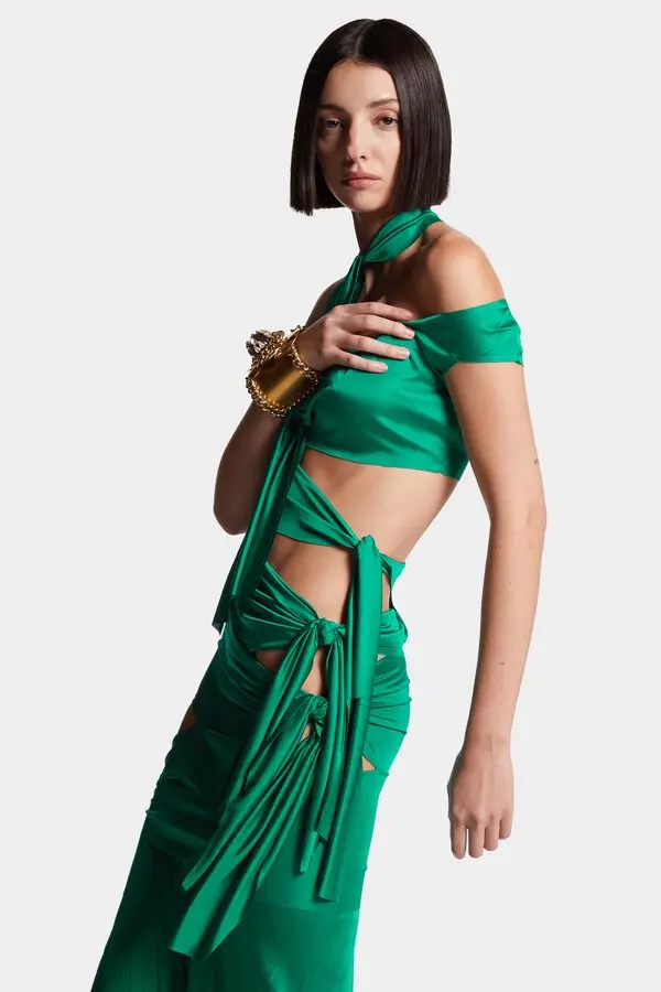 Dsquared2 Shiny Viscose Jersey Long Dress