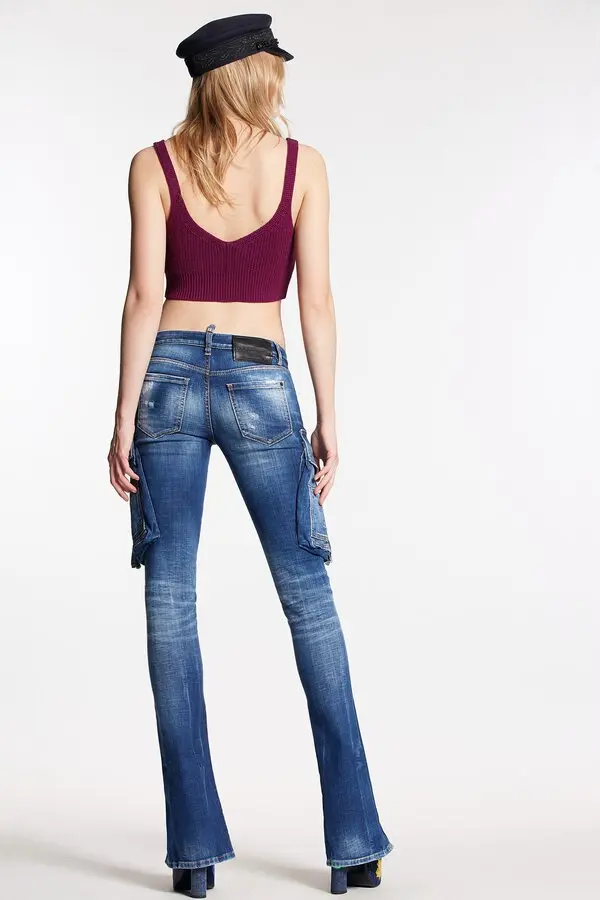 Dsquared2 Medium Clean Vintage Wash Trumpet Cargo Jeans