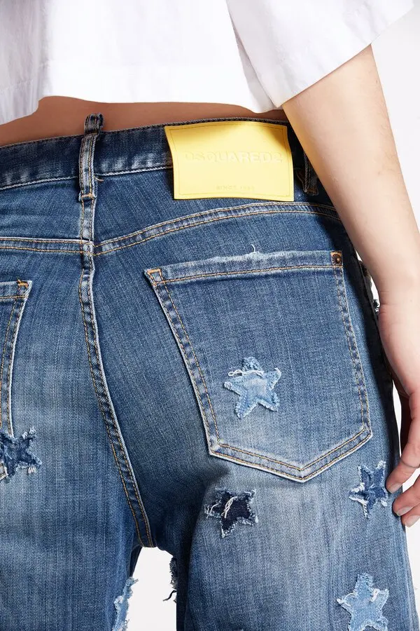 Dsquared2 Medium Wash Star Embellished Jeans