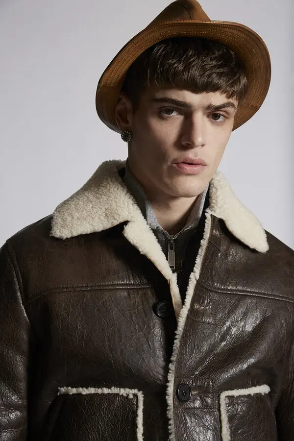 Dsquared2 Shearling Lined Leather Jacket