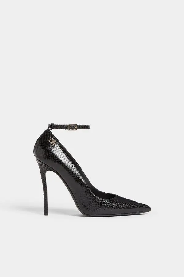 Dsquared2 Double D Leather Pumps With Ankle Strap - Black