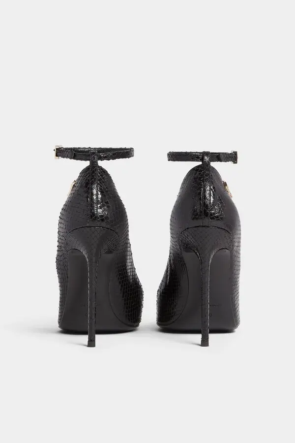 Dsquared2 Double D Leather Pumps With Ankle Strap - Black