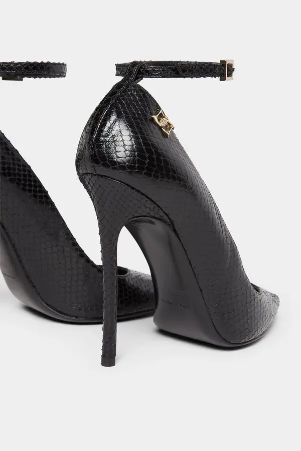 Dsquared2 Double D Leather Pumps With Ankle Strap - Black