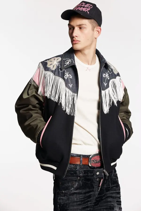 Dsquared2 Western Varsity Bomber Jacket - Black