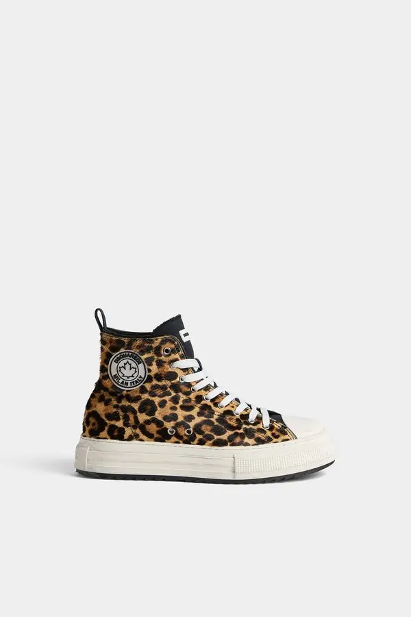 Dsquared2 Berlin Leopard Print High Top Sneakers - Fantasy
