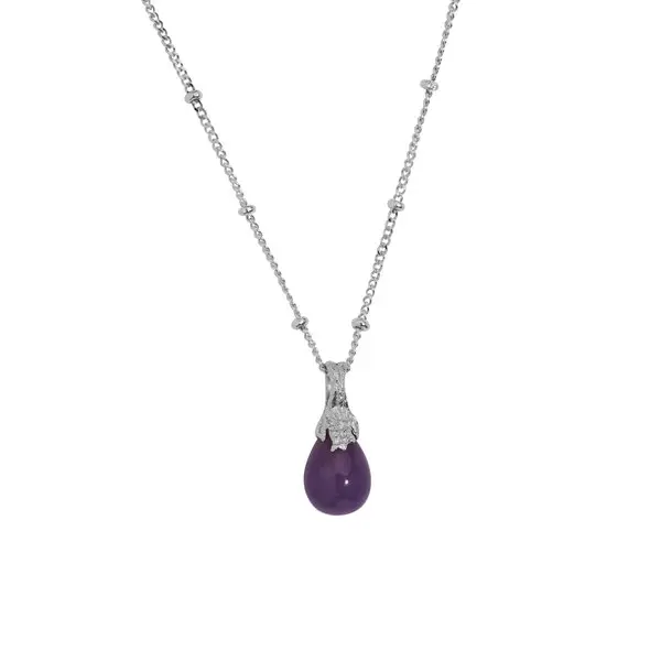 CLAIRE HILL DESIGNS Lavender Jadeite Silver Lichen Pendant Necklace - Purple