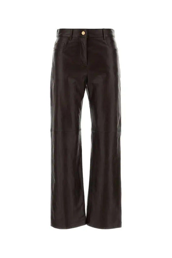 Max Mara S Chocolate Leather Pesca Pant - Brown