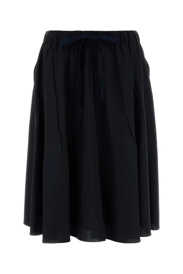 Prada Dark Wool Blend Skirt - Blue