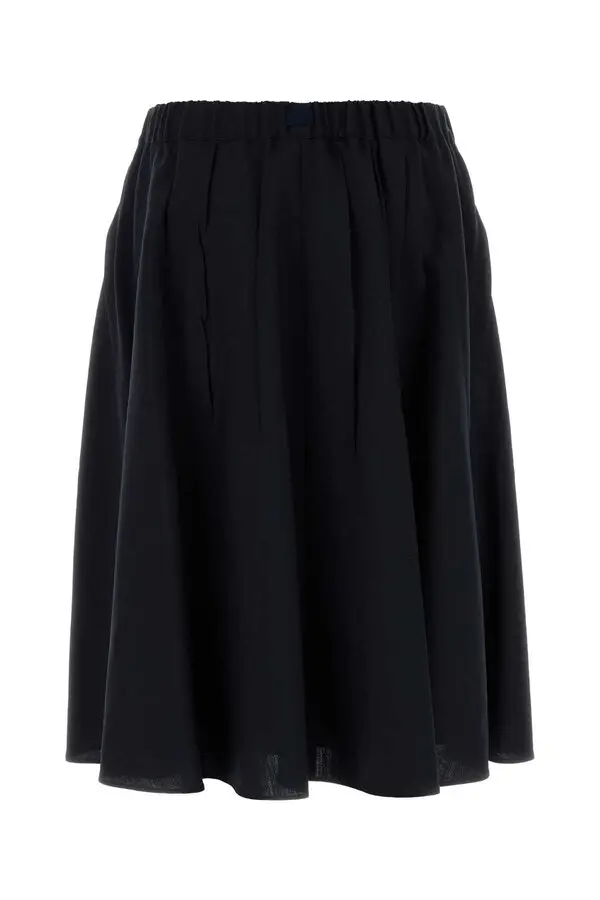Prada Dark Wool Blend Skirt - Blue