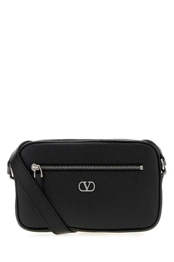 Valentino Garavani Leather Vlogo Signature Crossbody Bag - Black