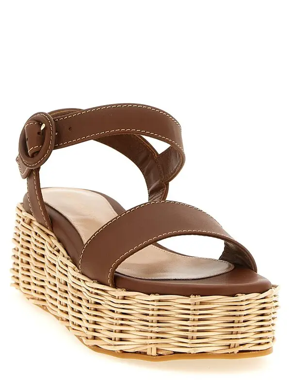 GIANVITO ROSSI Cestino Wedge Sandals With Woven Midsole