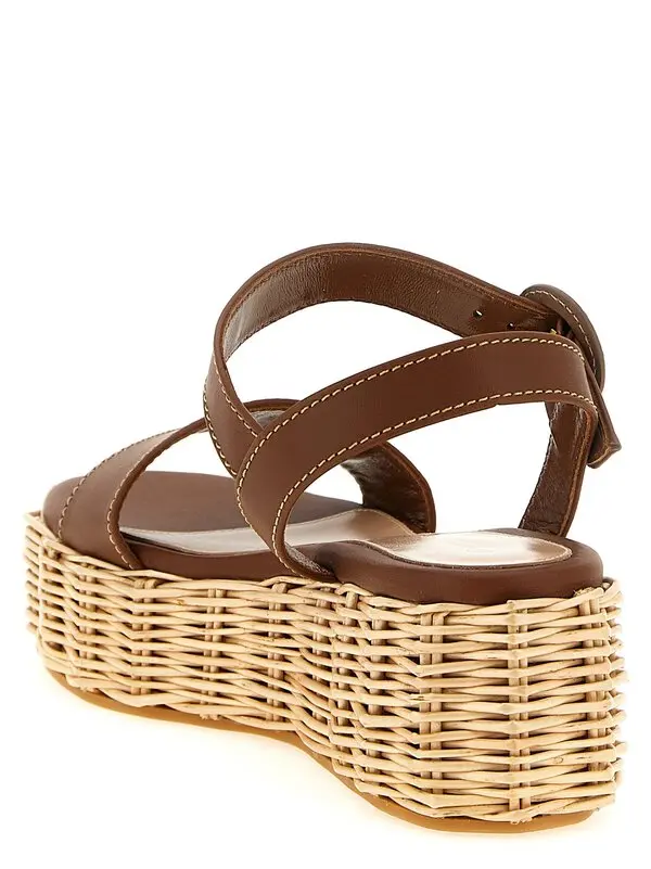 GIANVITO ROSSI Cestino Wedge Sandals With Woven Midsole