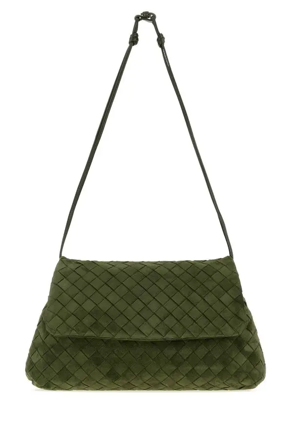 Bottega Veneta Suede Giorno Shoulder Bag - Green