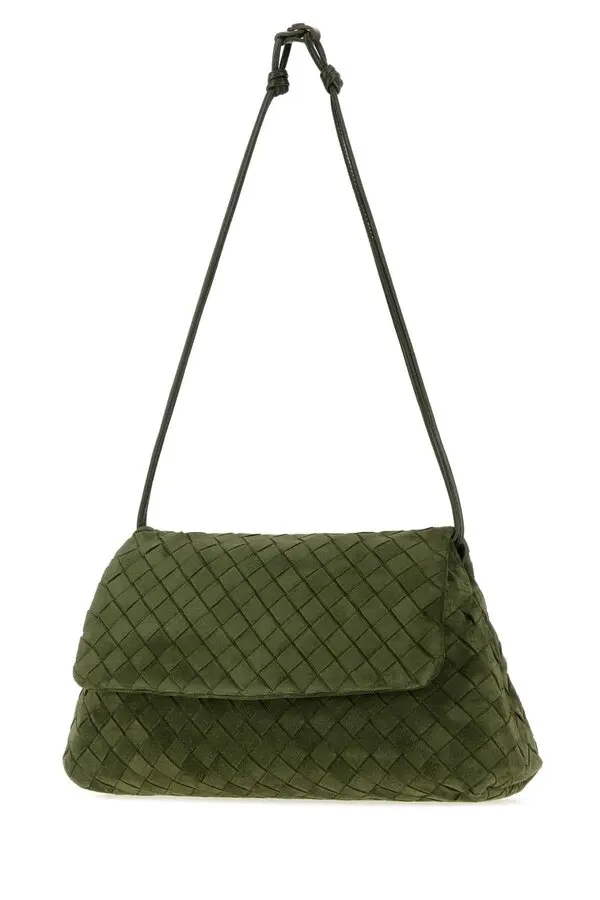 Bottega Veneta Suede Giorno Shoulder Bag - Green