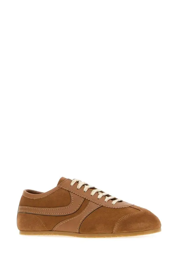 Dries Van Noten Camel Suede And Leather Sneakers