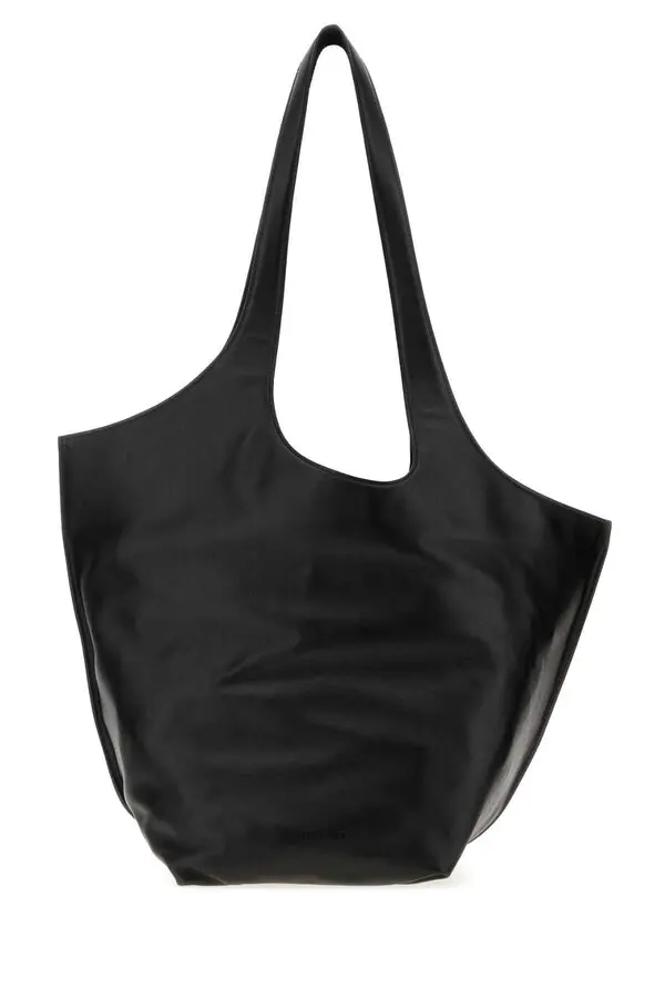 Attico La Scoop Leather Shoulder Bag - Black