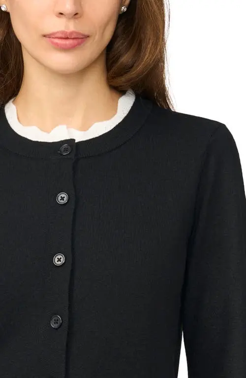 CECE DUPRAZ Crewneck Cardigan With Openwork Detail - Rich Black