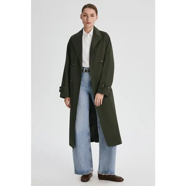 OROLAY Maxi Oversized Trench Coat - Olive