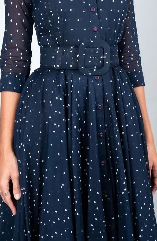 Samantha Sung Mini Dots Belted Shirtdress