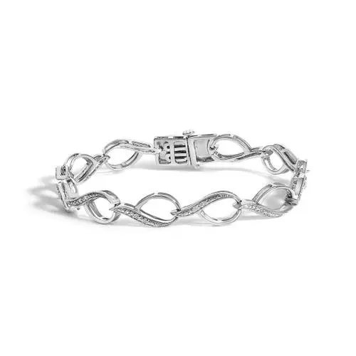 HAUS OF BRILLIANCE Sterling 1/10 Cttw Diamond Accent Swirl Link Bracelet - Silver