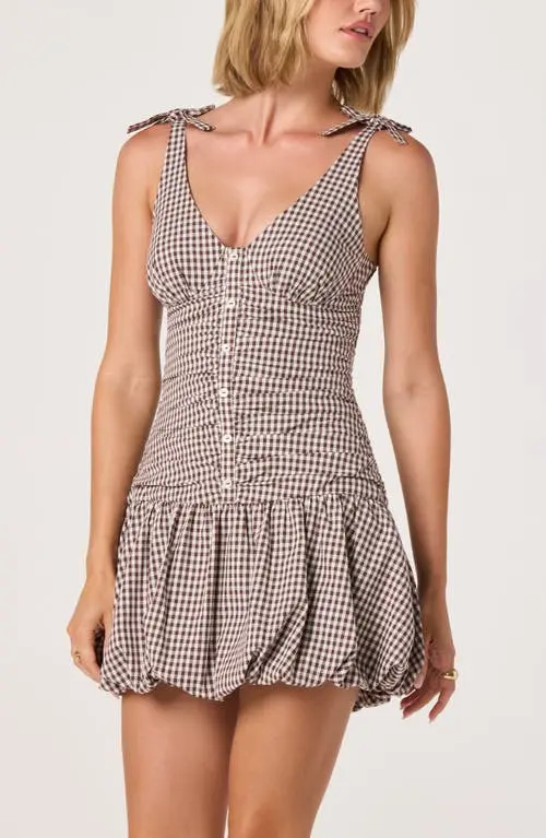 Astr The Label Jeliany Gingham Ruched Bubble Hem Minidress
