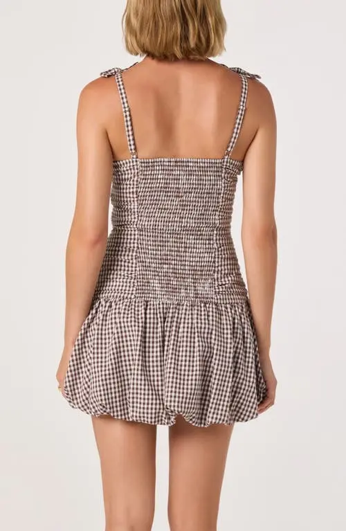 Astr The Label Jeliany Gingham Ruched Bubble Hem Minidress