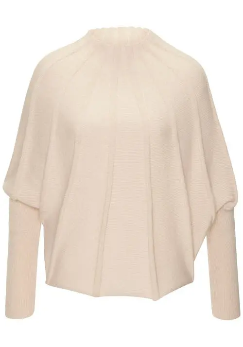LASCANA Mock Neck Ribbed Sweater - Beige