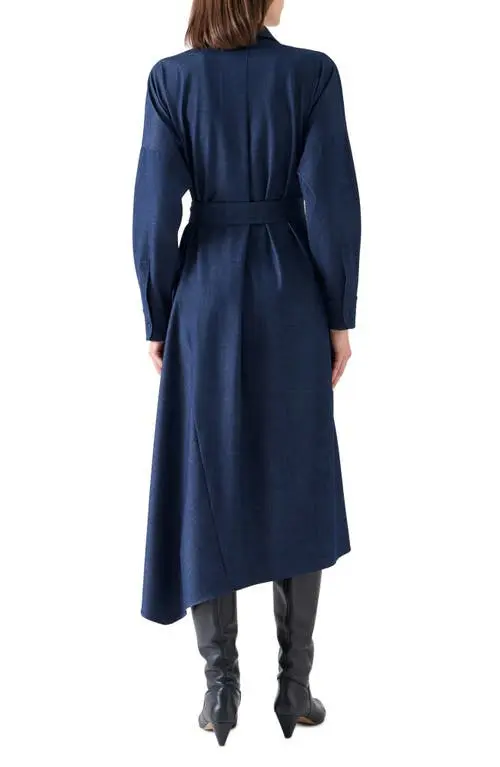 Akris Fluid Techno Cotton Denim Shirt Dress