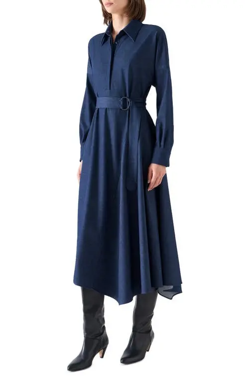 Akris Fluid Techno Cotton Denim Shirt Dress