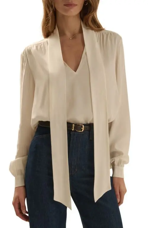 FAVORITE DAUGHTER The Simone Tie Neck Top - Ivory