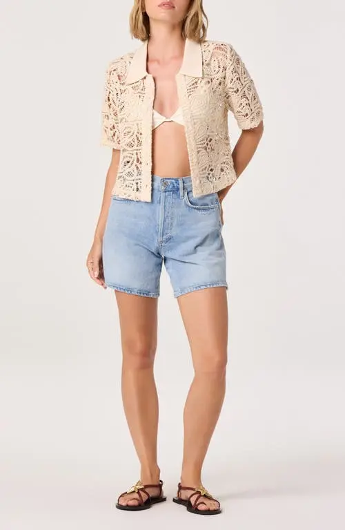 Astr The Label Loren Lace Short Sleeve Shirt