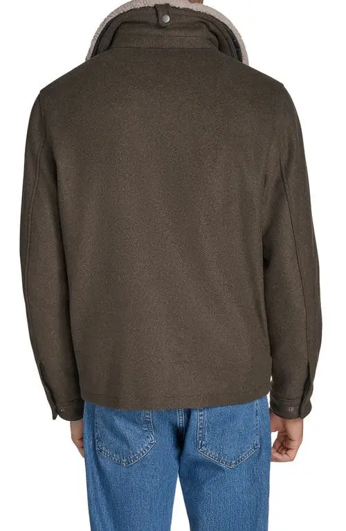 LEVI'S Brushed Twill Depot Jacket With Faux Shearling Collar - Olive