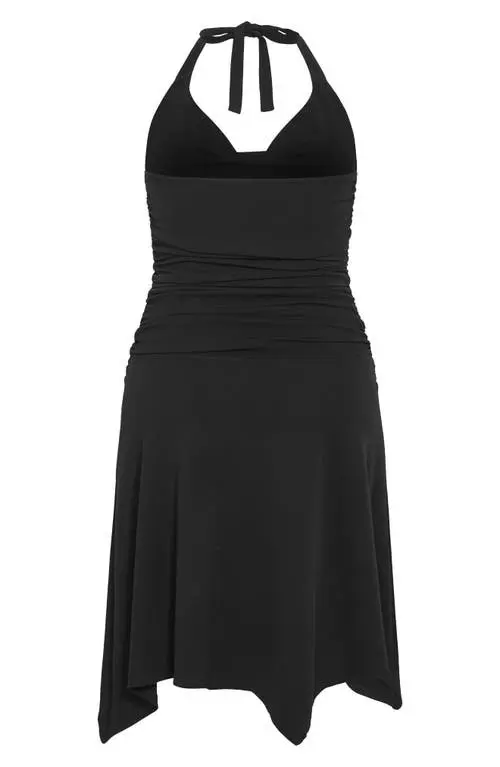 City Chic Amber Handkerchief Hem Halter Dress