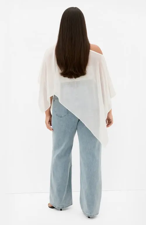 City Chic Chiffon Asymmetrical One-shoulder Poncho