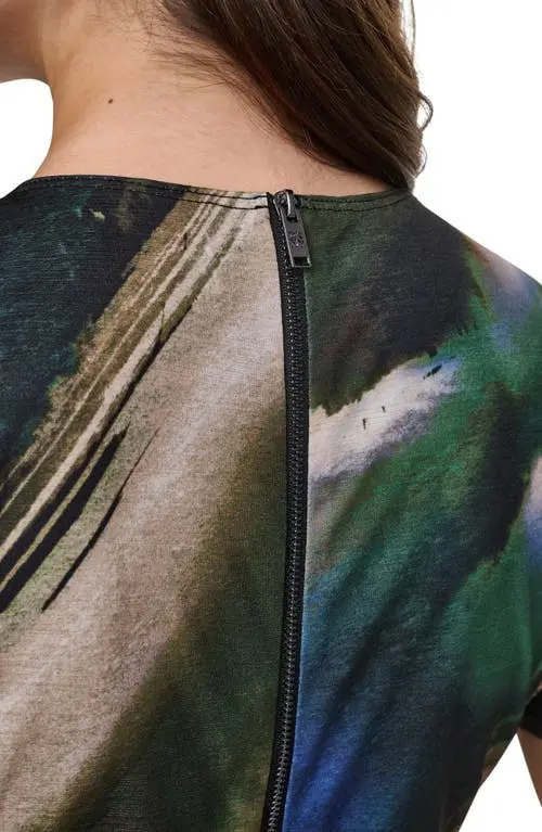 Dkny Ruched Front Print Midi Dress