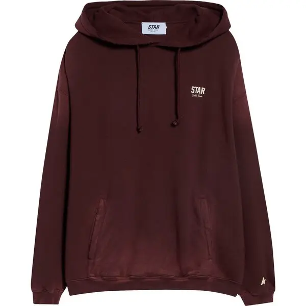 GOLDEN GOOSE Gender Inclusive Distressed Oversize Star Graphic Hoodie - Windsor Wine