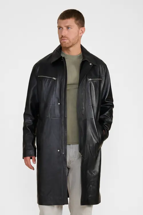 FURNIQ UK Camden Leather Trench Coat