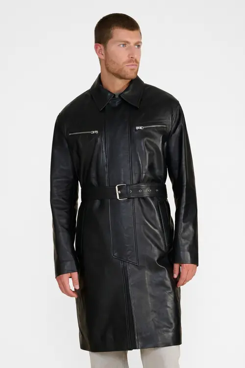 FURNIQ UK Camden Leather Trench Coat