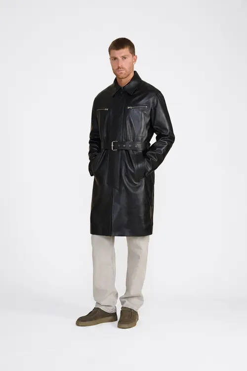 FURNIQ UK Camden Leather Trench Coat