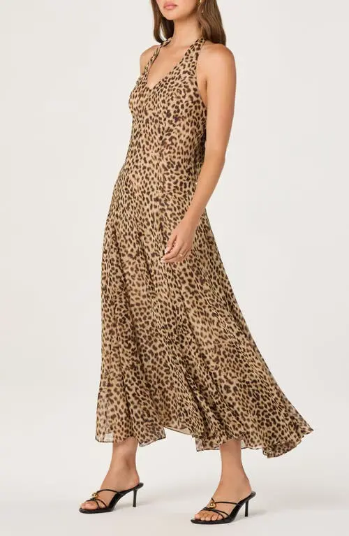 Astr The Label Myra Print Halter Neck Midi Dress