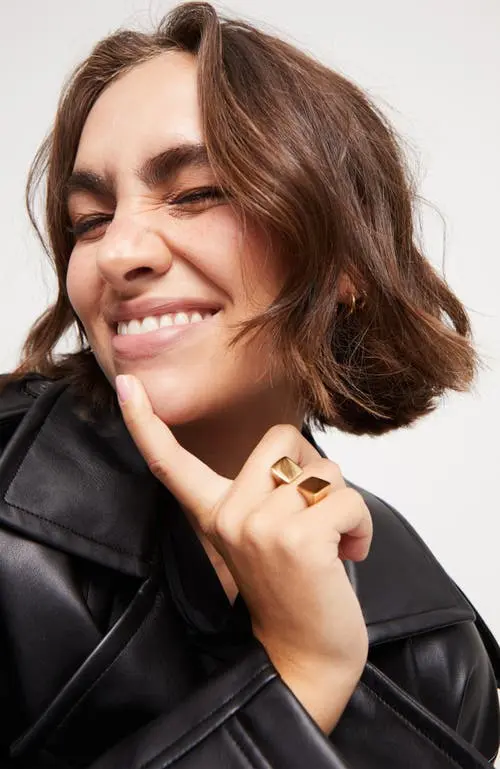 UNODE50 18k -plated Ring With Smooth Finish And Square Shape