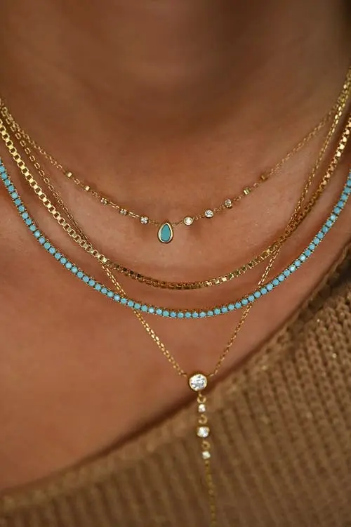 BEADS BY TARA Turquoise Everyday Tennis Necklace