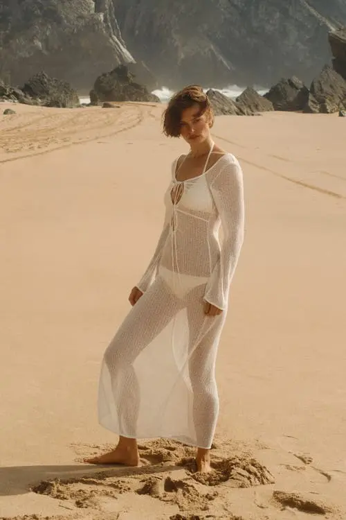 H&m Loose-knit Beach Dress - White