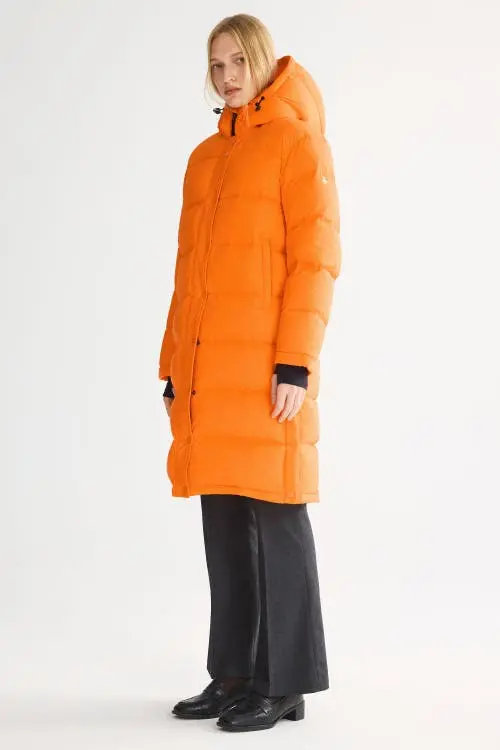 OROLAY Puff-o® Mid-length Down Puffer Jacket - Orange