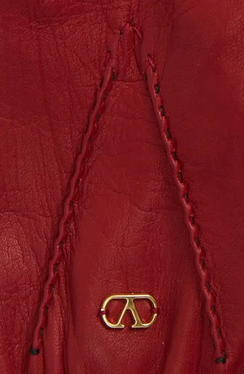Valentino Garavani Vlogo Signature Lambskin Leather Gloves - Red